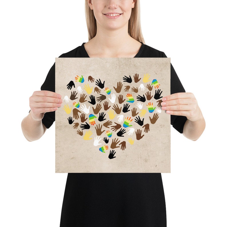 Diversity Hands Heart Poster-equality-peace-kindness-humankind ...