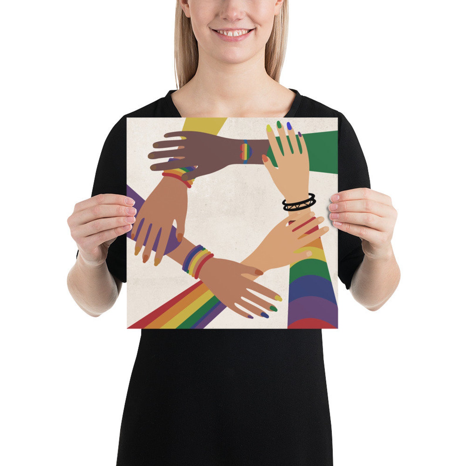 Love is Love Diversity Hands Poster, Equality, Peace, Kindness ...