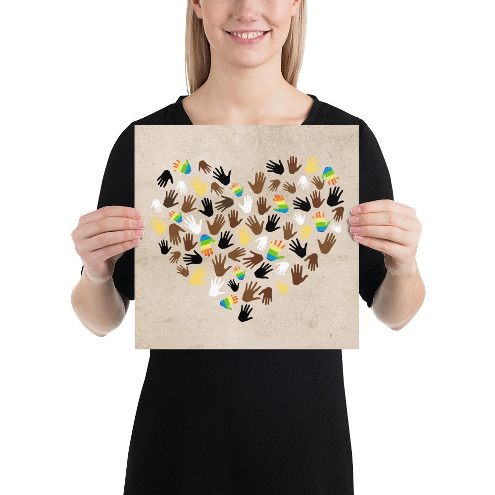 Diversity Hands Heart Poster-equality-peace-kindness-humankind ...