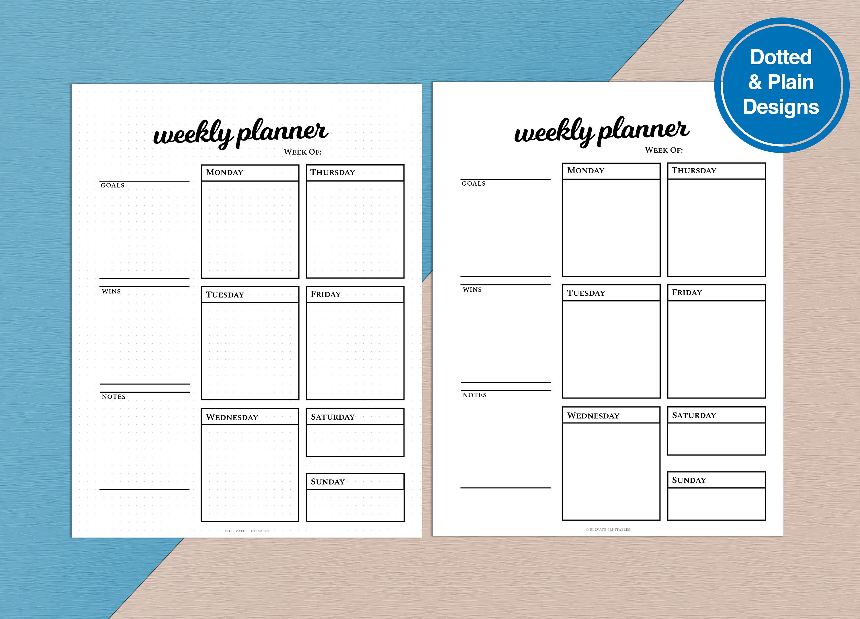 Weekly Agenda Planner Printable Weekly Planner A5 Size - Etsy