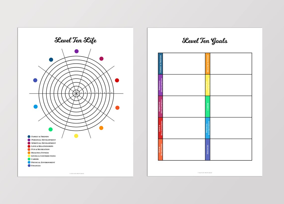 Printable Level 10 Goals Kit | Goal Planner | Goal Setting Kit | Level ...