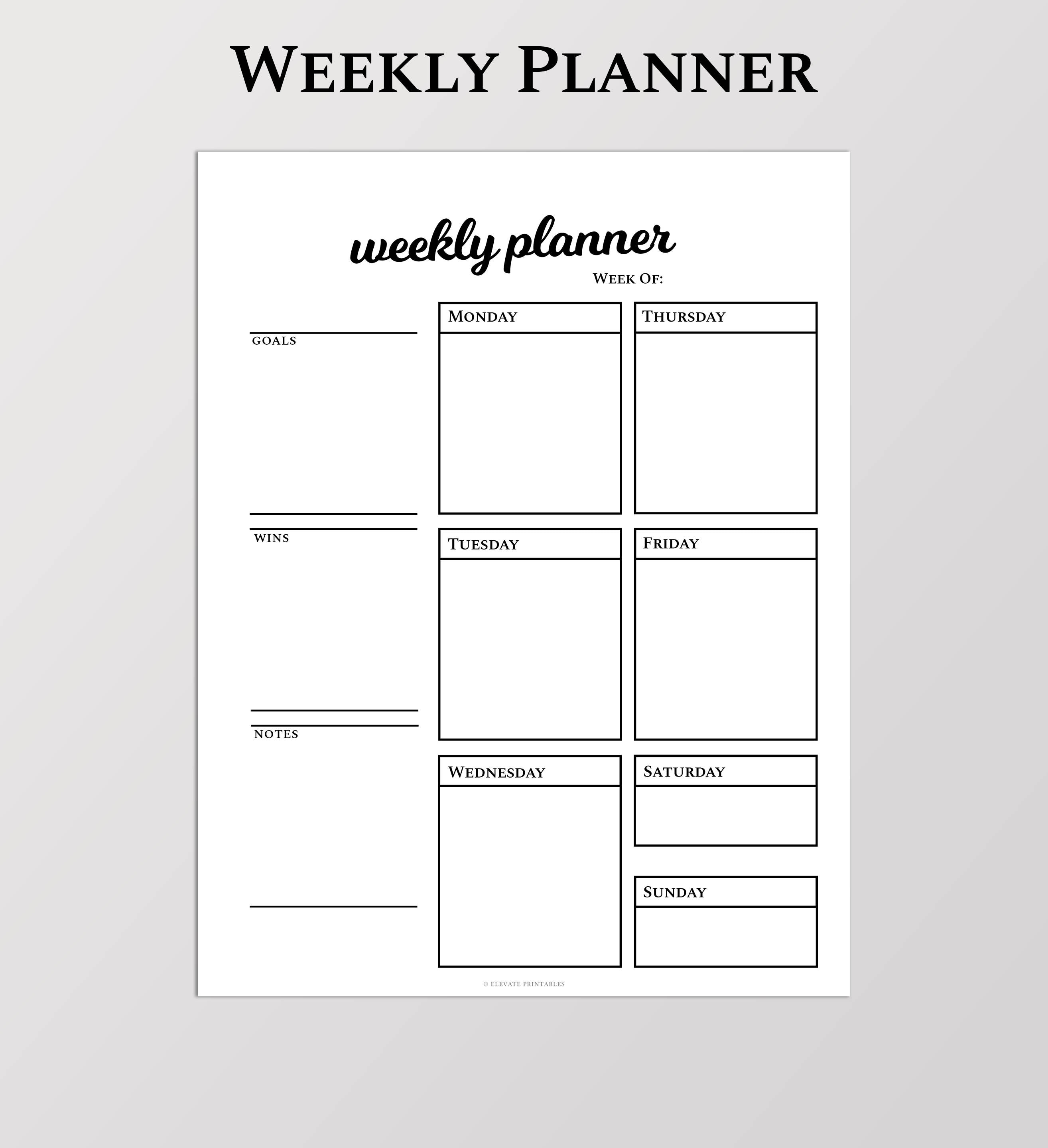 Weekly Agenda Planner Printable Weekly Planner A5 Size - Etsy
