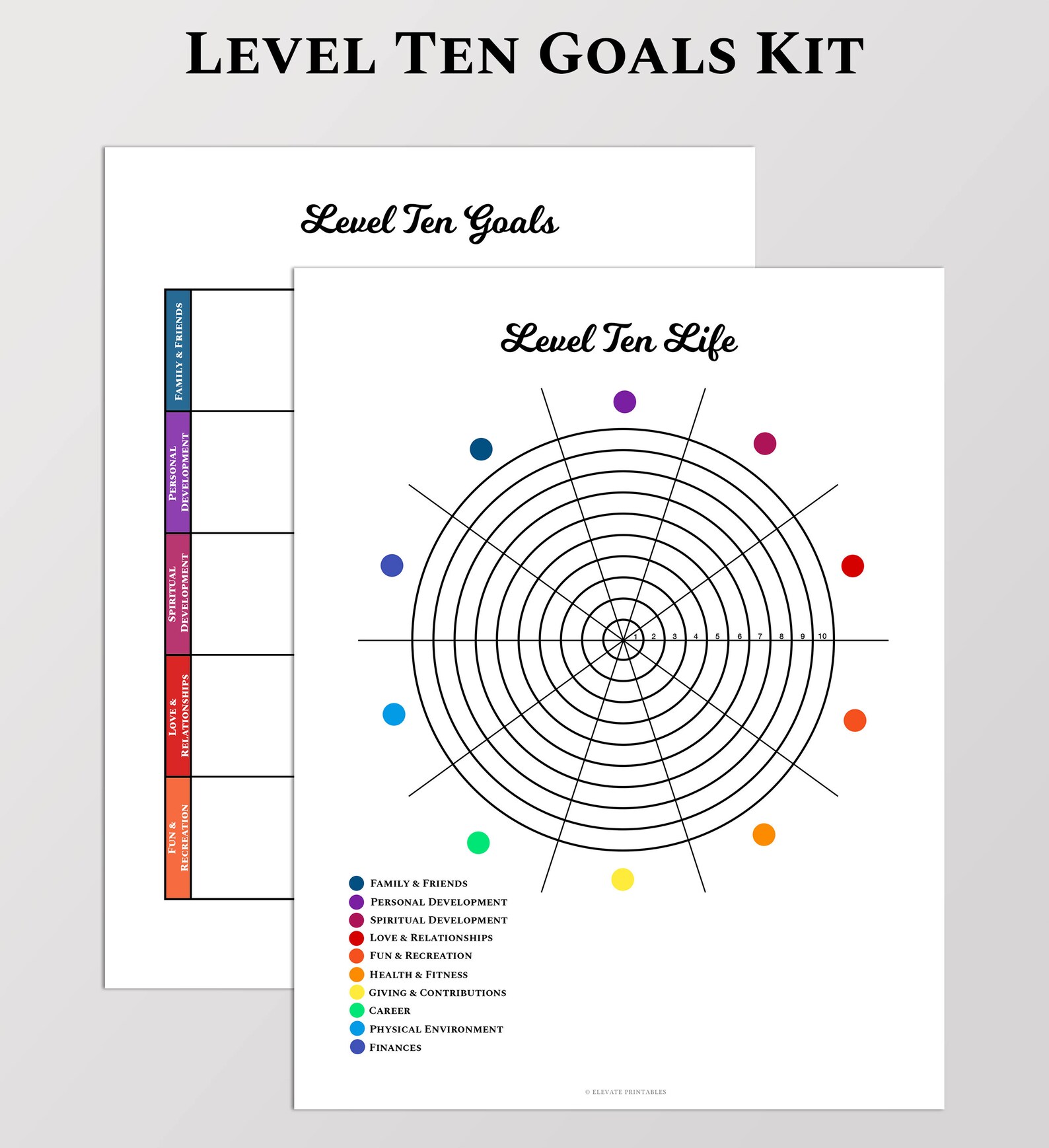 Printable Level 10 Goals Kit | Goal Planner | Goal Setting Kit | Level ...