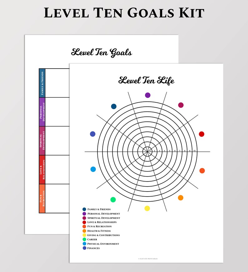 Printable Level 10 Goals Kit | Goal Planner | Goal Setting Kit | Level ...