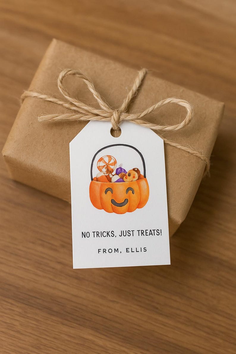 Printable Halloween Gift Tags | Cute Trick or Treat Favor Tags | Kids ...