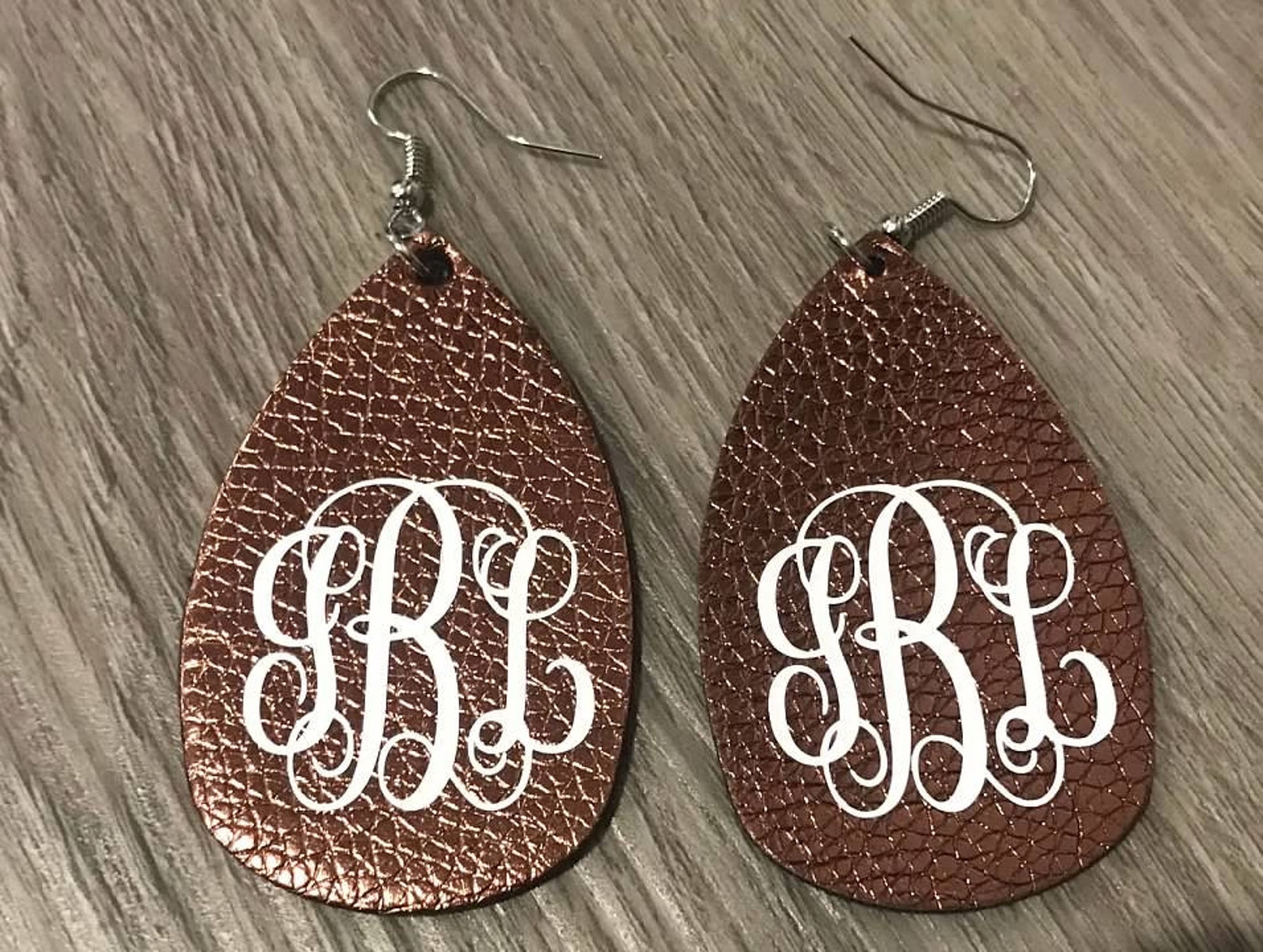 Faux Leather Monogrammed Earrings Personalized With Your Monogram ...