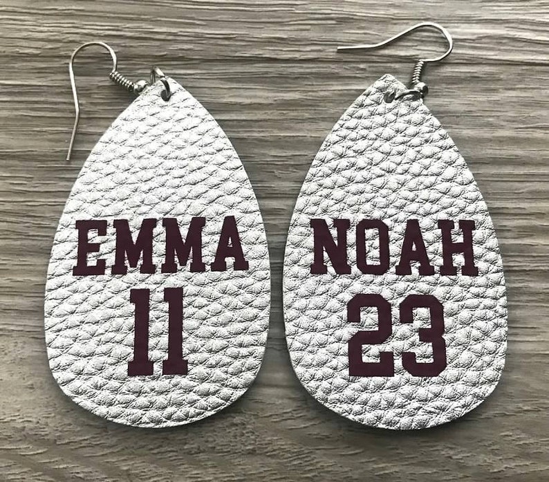 Faux Leather Monogrammed Earrings Personalized with your | Etsy