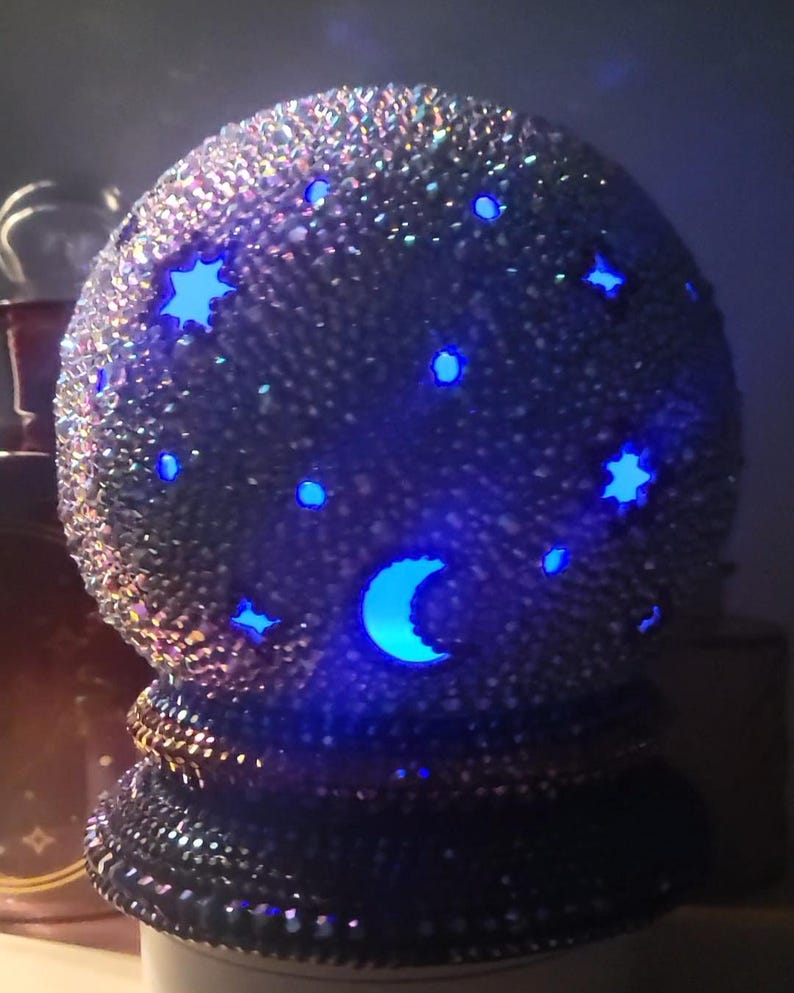 Bejeweled Bedazzled Rhinstone Bling Large Light up Crystal Ball Home ...