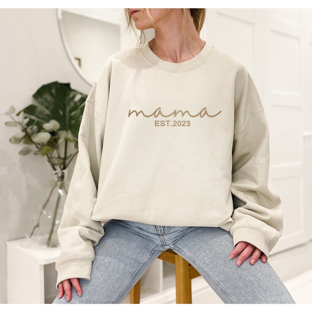Embroidered Mama Sweatshirt, Mama Sweatshirt, Mothers Day Gift, First ...