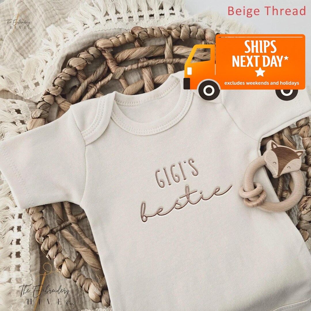 Embroidered Gigi's Bestie ONESIES® Brand, Grandma's Bestie, Pregnancy ...