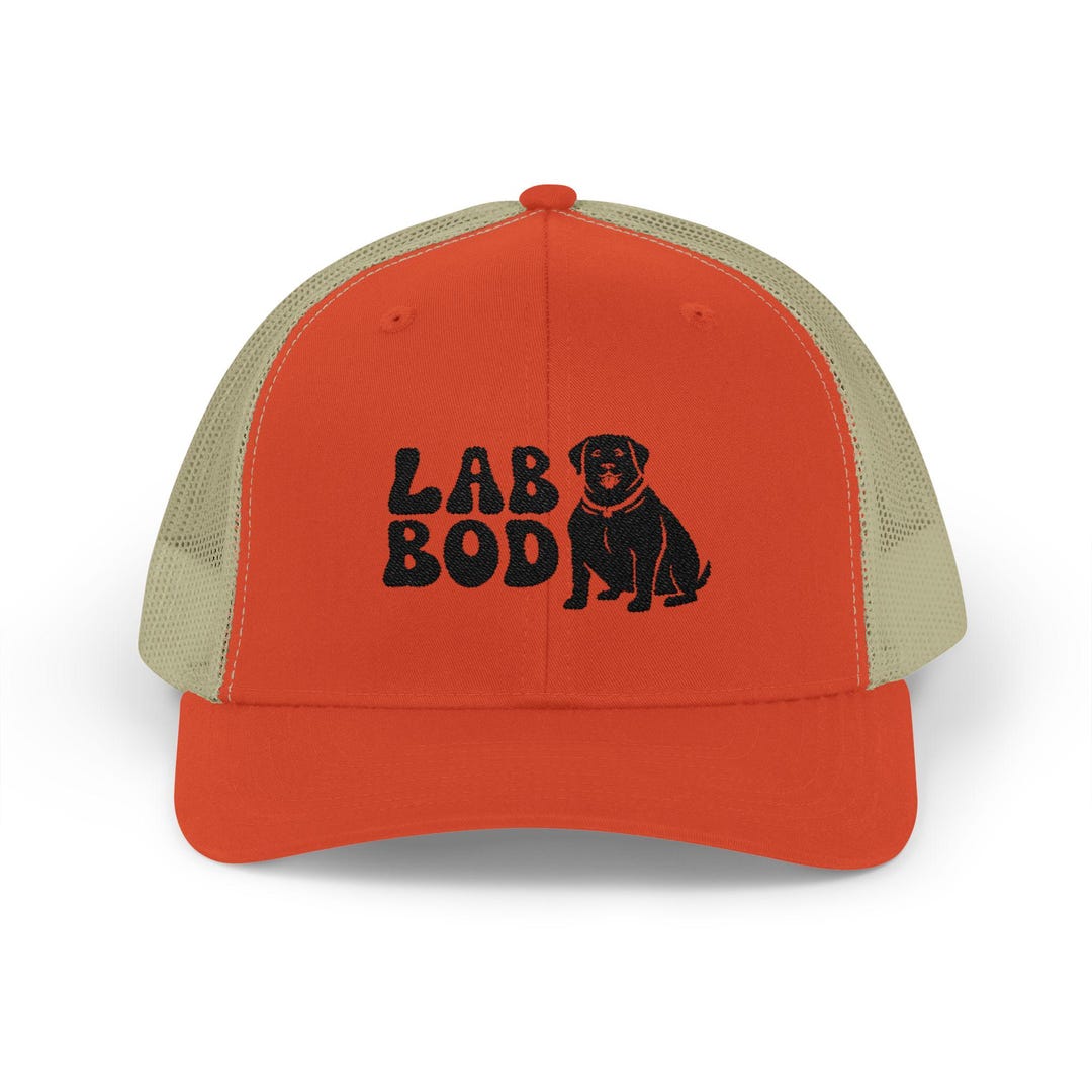 Lab Bod Sitting Black Logo Snapback Trucker Cap, Dog Lover Hat, Outdoor ...