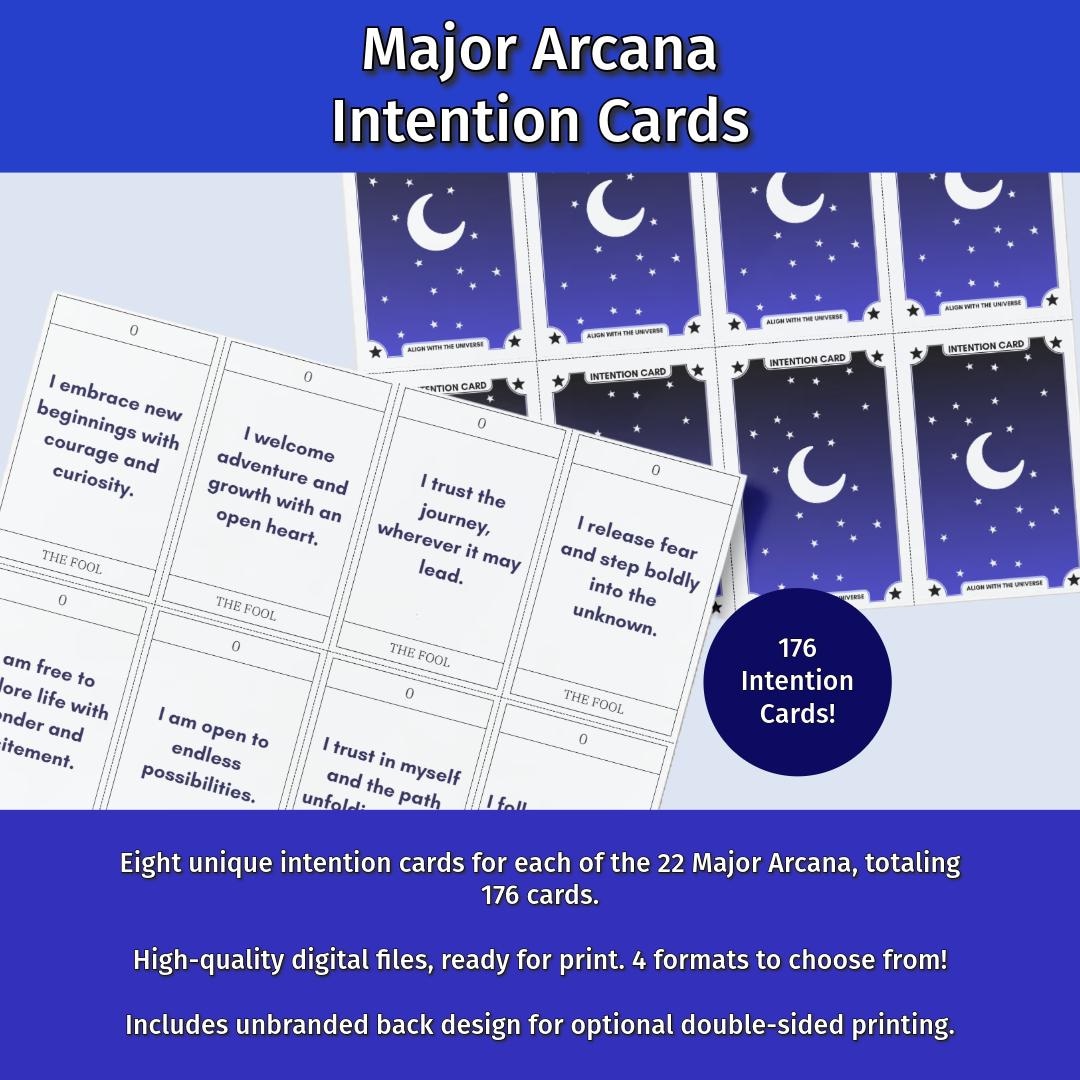 Printable Major Arcana Intention Cards – 176 Unbranded Intention Cards ...