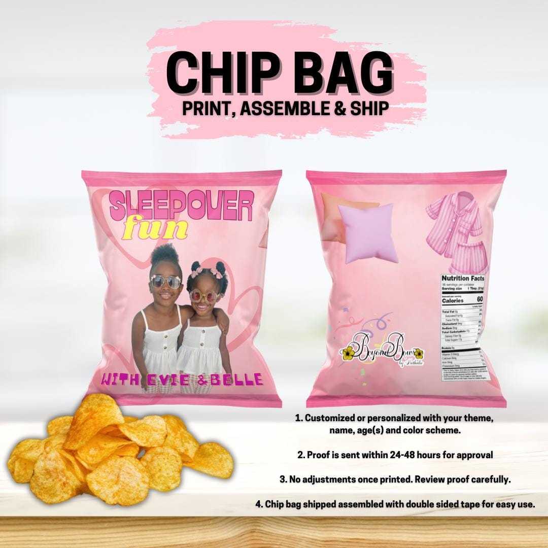Custom Filled Chip Bags, Party Favors, Birthday Party Chip Bags, Any ...