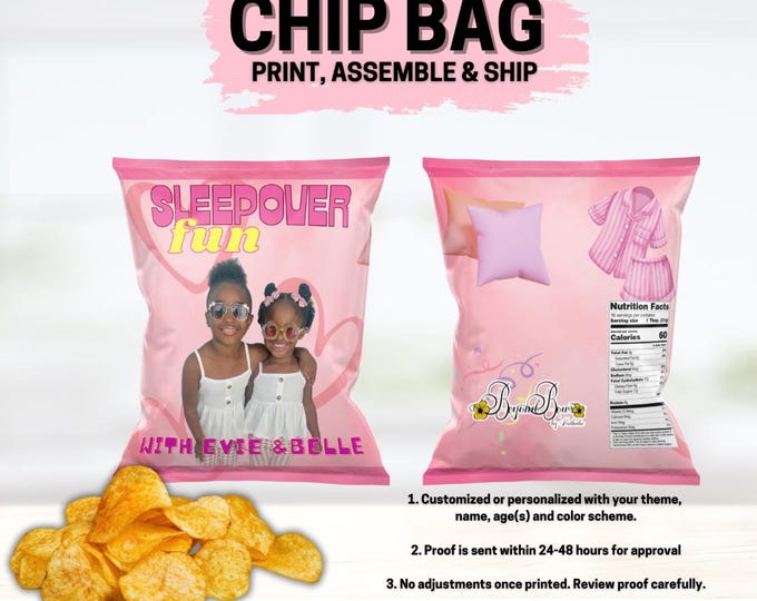 Custom Filled Chip Bags, Party Favors, Birthday Party Chip Bags, Any ...