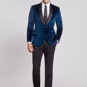 Mens Formal Fashion Navy Blue Dinner Jacket Velvet Tuxedo | Etsy