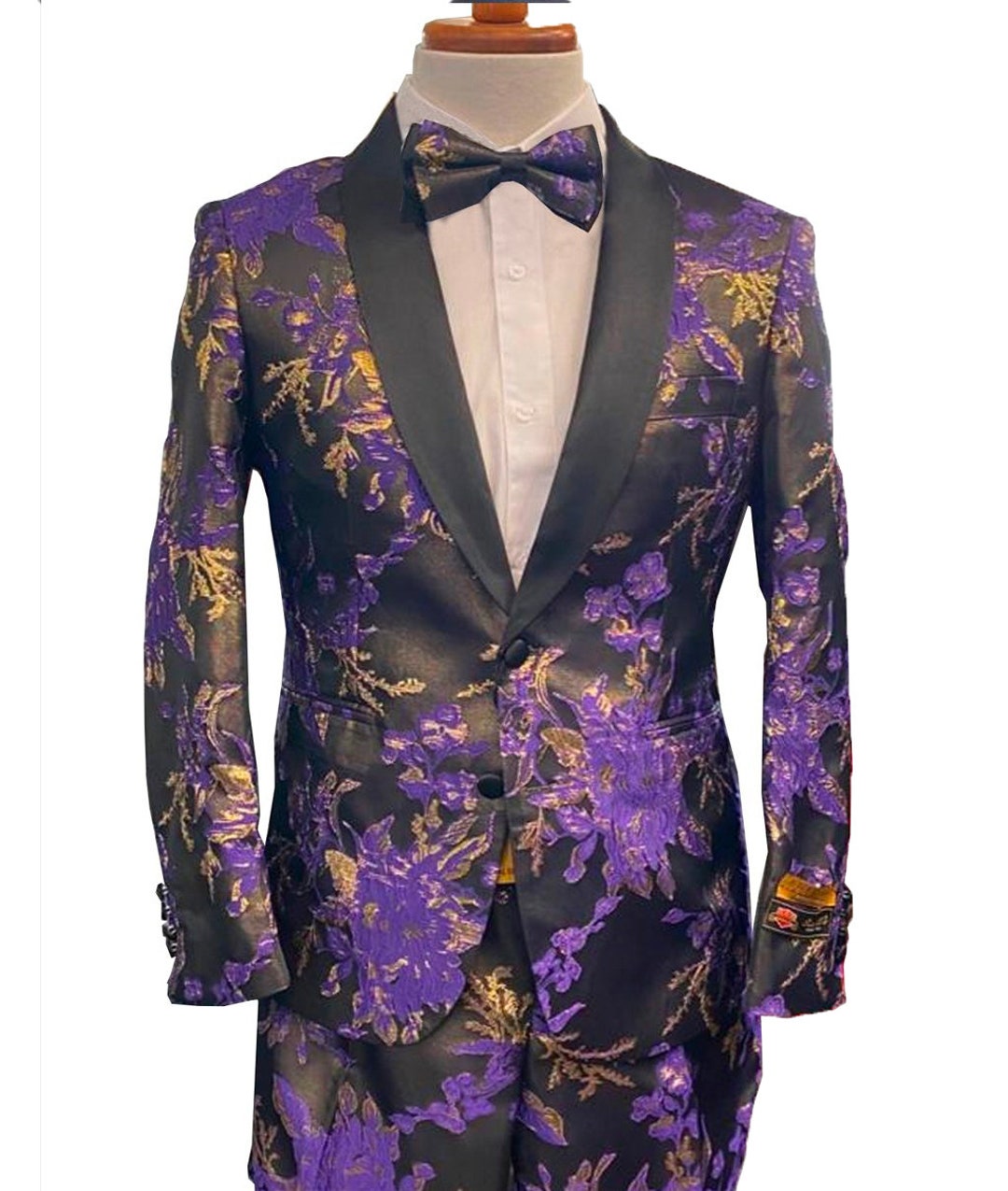 Mens Floral Prom Tuxedo With Matching Pants & Bowtie - Etsy