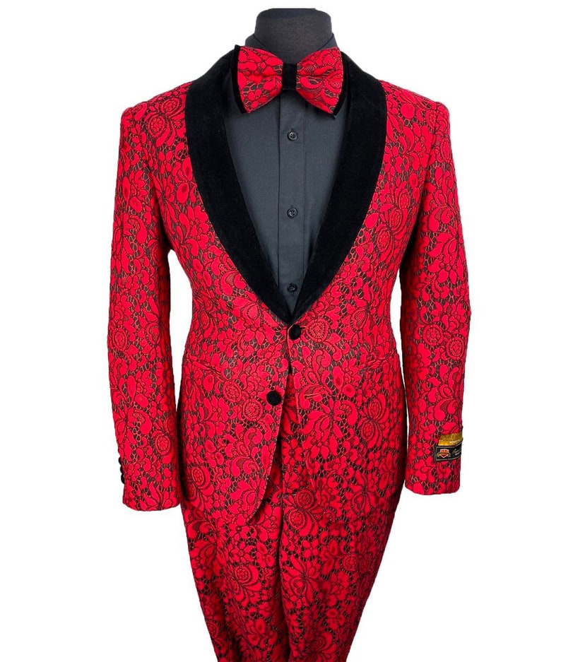 Mens Floral Prom Tuxedo With Matching Pants & Bowtie - Etsy