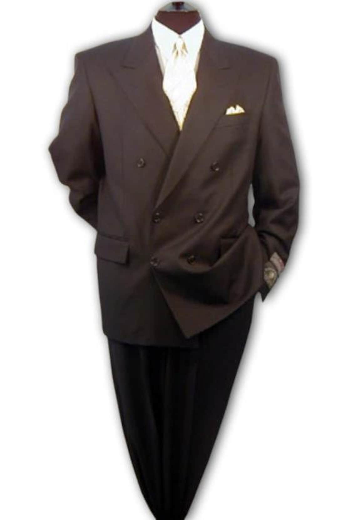 Double Breasted Men's Suit, 100% Wool Super 120S, Peak Lapel Style ...