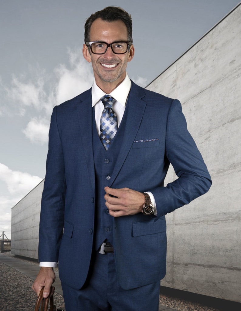 Confidence Slim Fit 3pc Man Suit With Vest - Etsy
