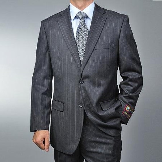 Men's Formal Fashion Charcoal Grey Gray Pinstripe Stripe | Etsy