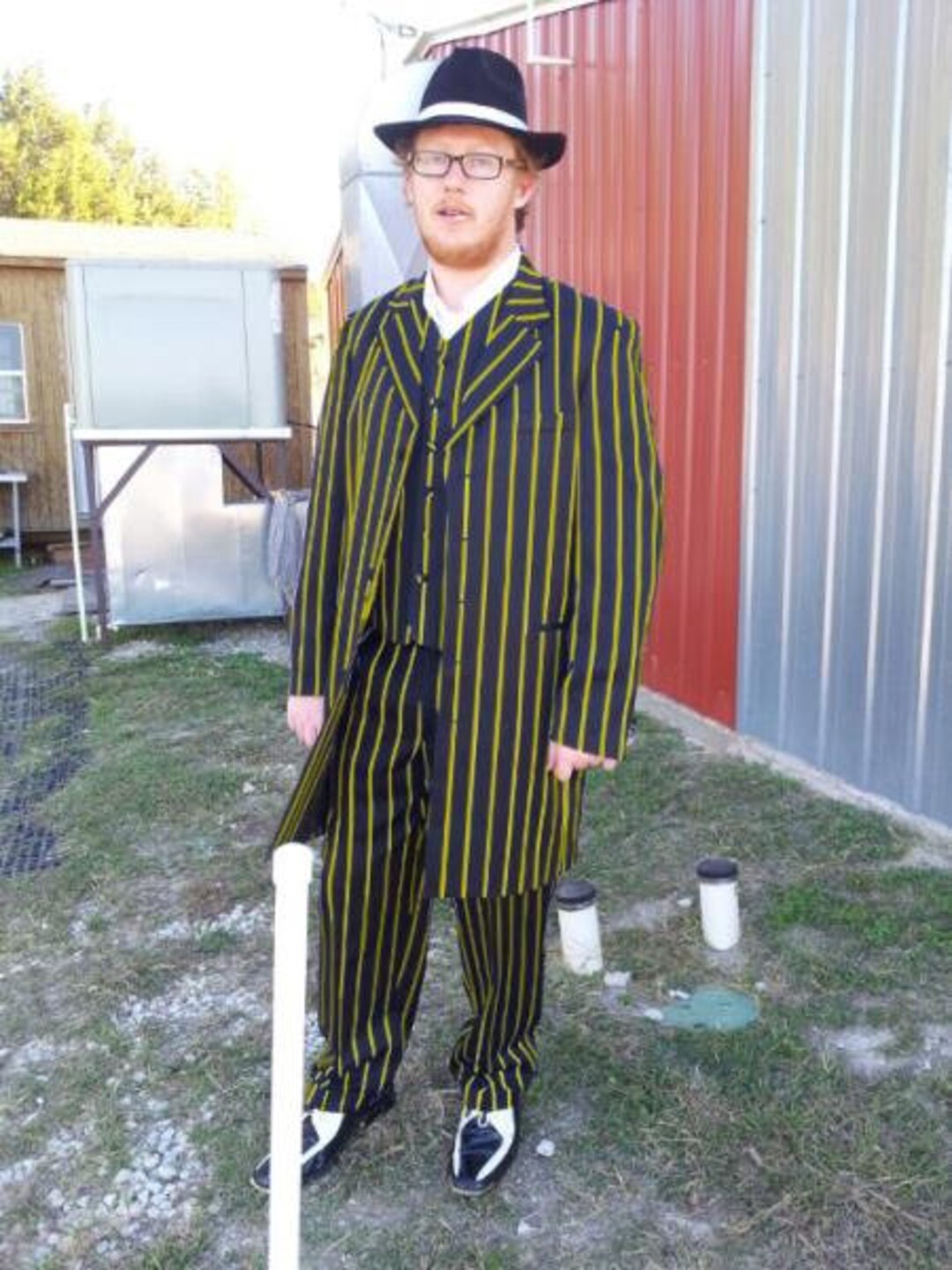 Mens Pinstripe Zoot Suit With Matching Shoes Suit Black and - Etsy