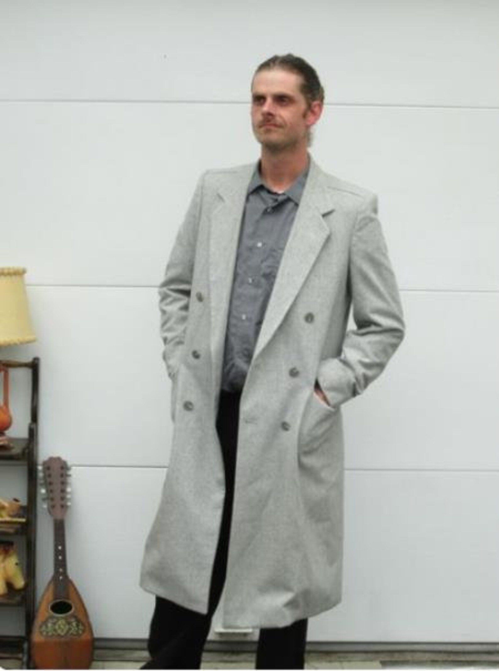 Mens Wool Light Grey Double Breasted Overcoat Topcoat - Etsy