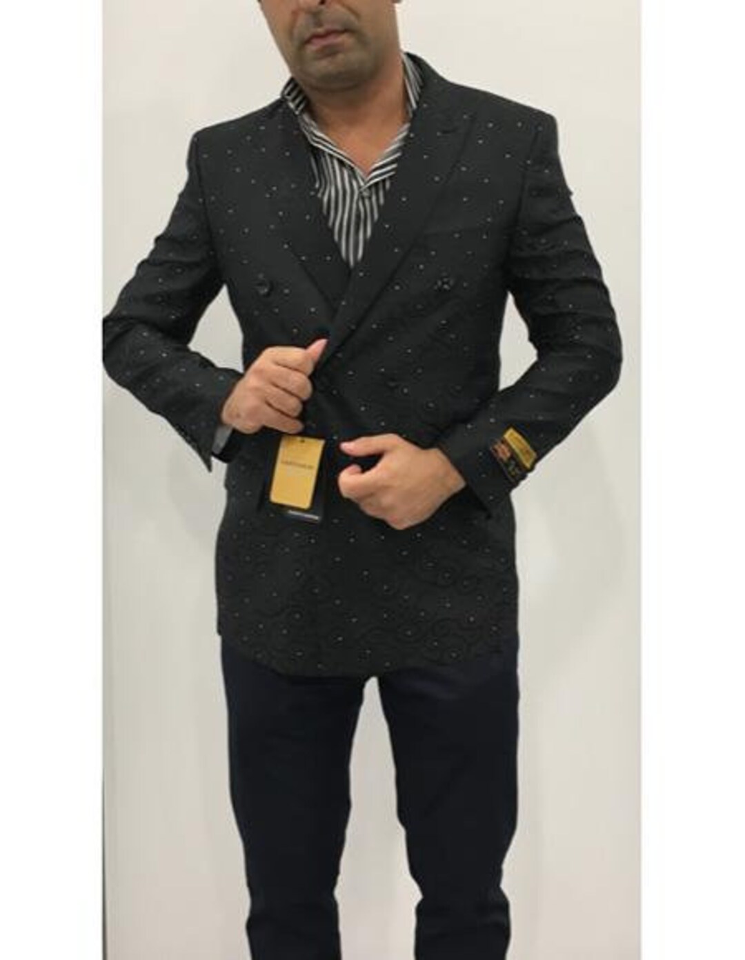 Men's Double Breasted Polka Dot Black Cuff Link Peak Lapel - Etsy