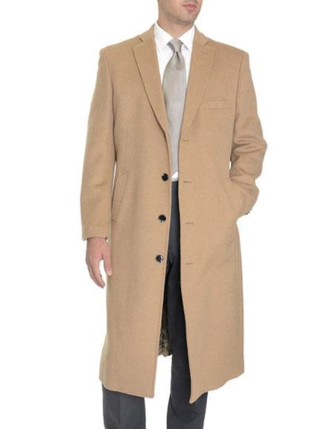 Men's Dress Coat Tan 4 Buttons Full Length Wool Cashmere - Etsy