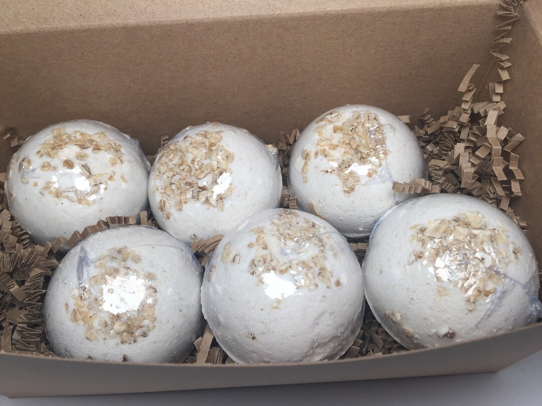 Oatmeal Bath Bombs, Set of 6 Oatmeal, Milk and Honey Bath Bombs cocoa ...