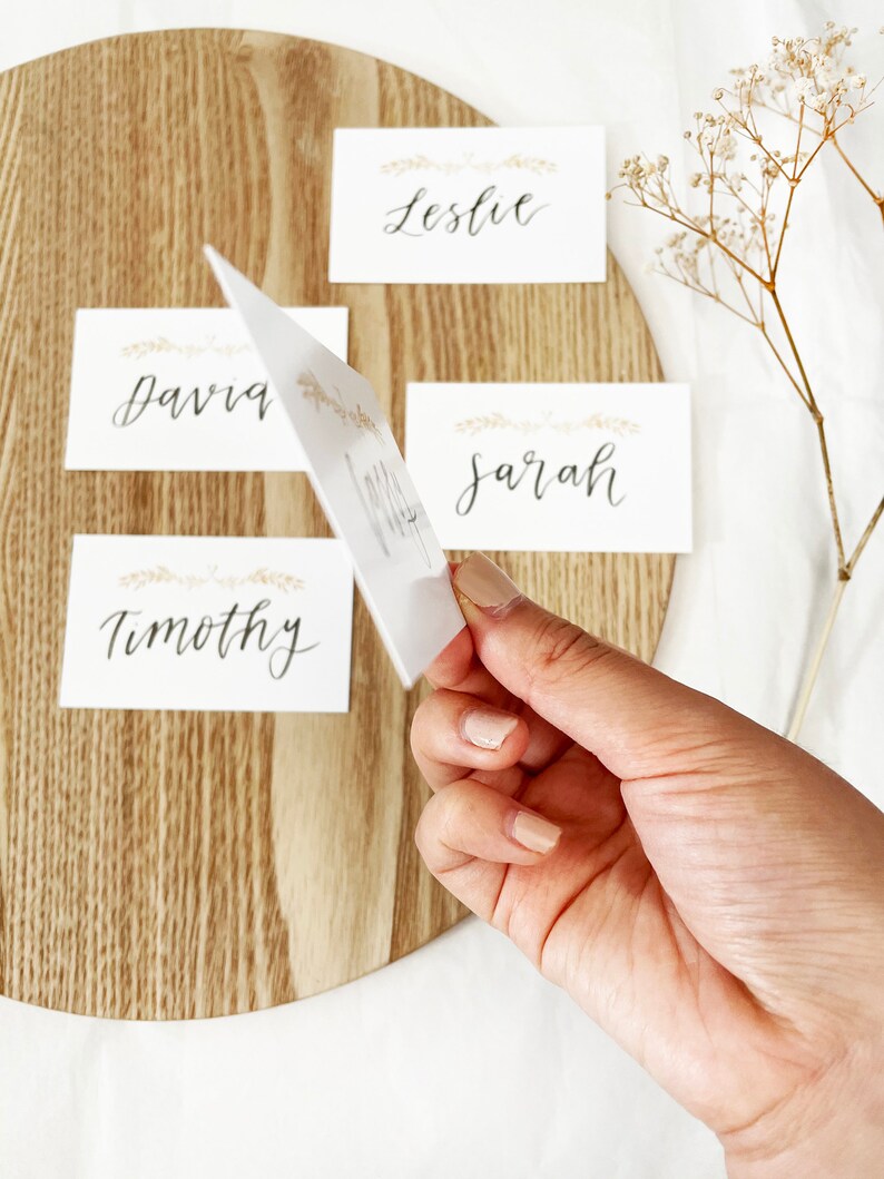 Hand lettered Calligraphy Place Cards Gold Coloured | Etsy