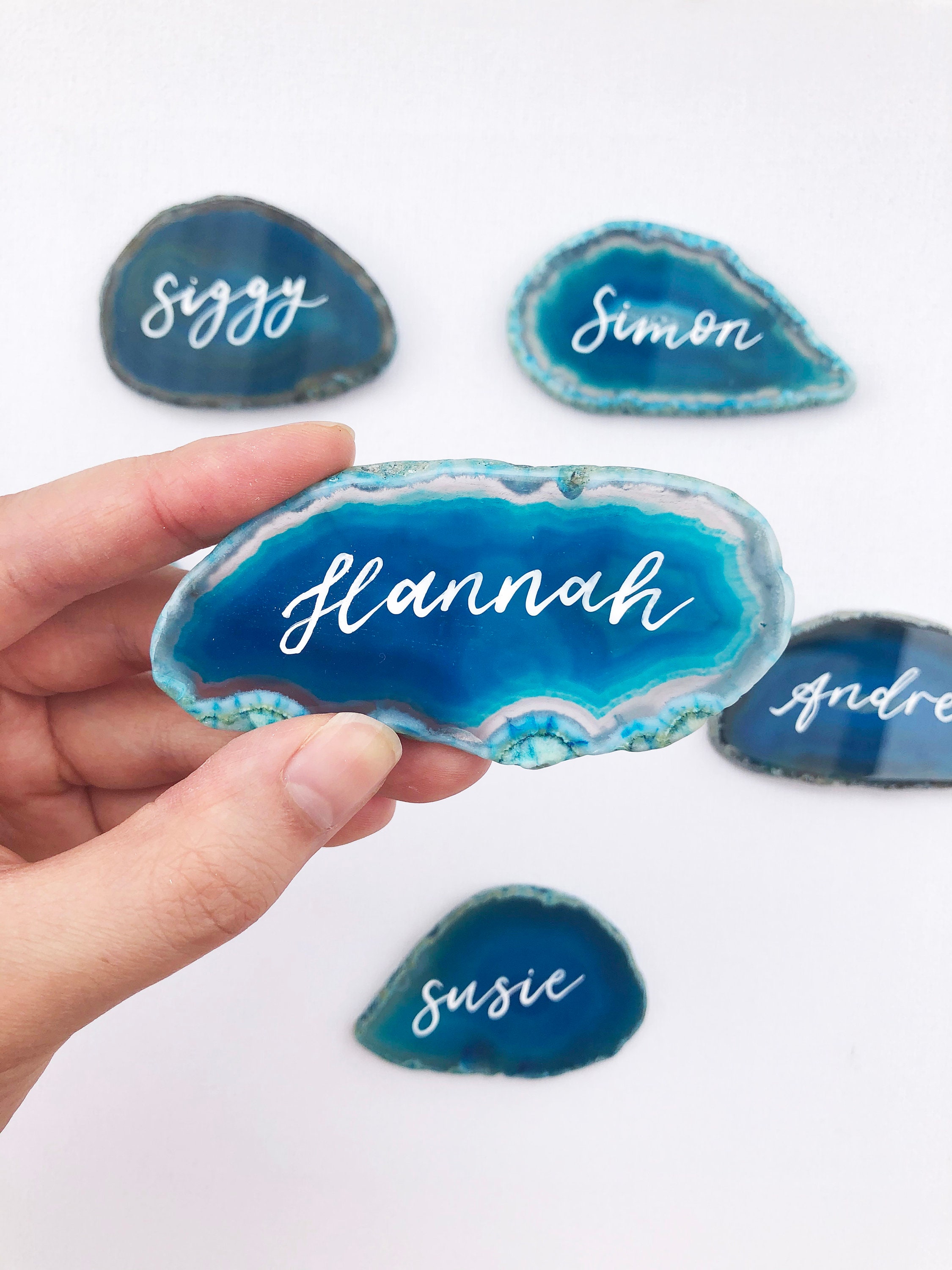 Agate Slice Place Cards With Calligraphy Agate Escort Cards - Etsy ...