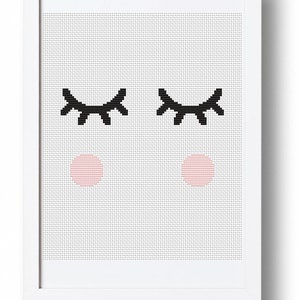 Sleepy Eyes Wall Decor Nursery Cross Stitch Pattern Nursery - Etsy