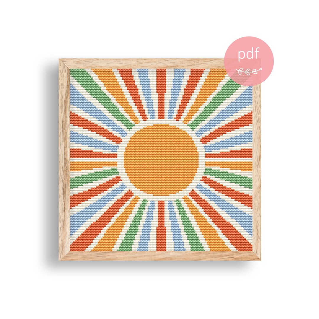 The Sun Cross Stitch Pattern, Abstract Cross Stitch Chart, Modern ...