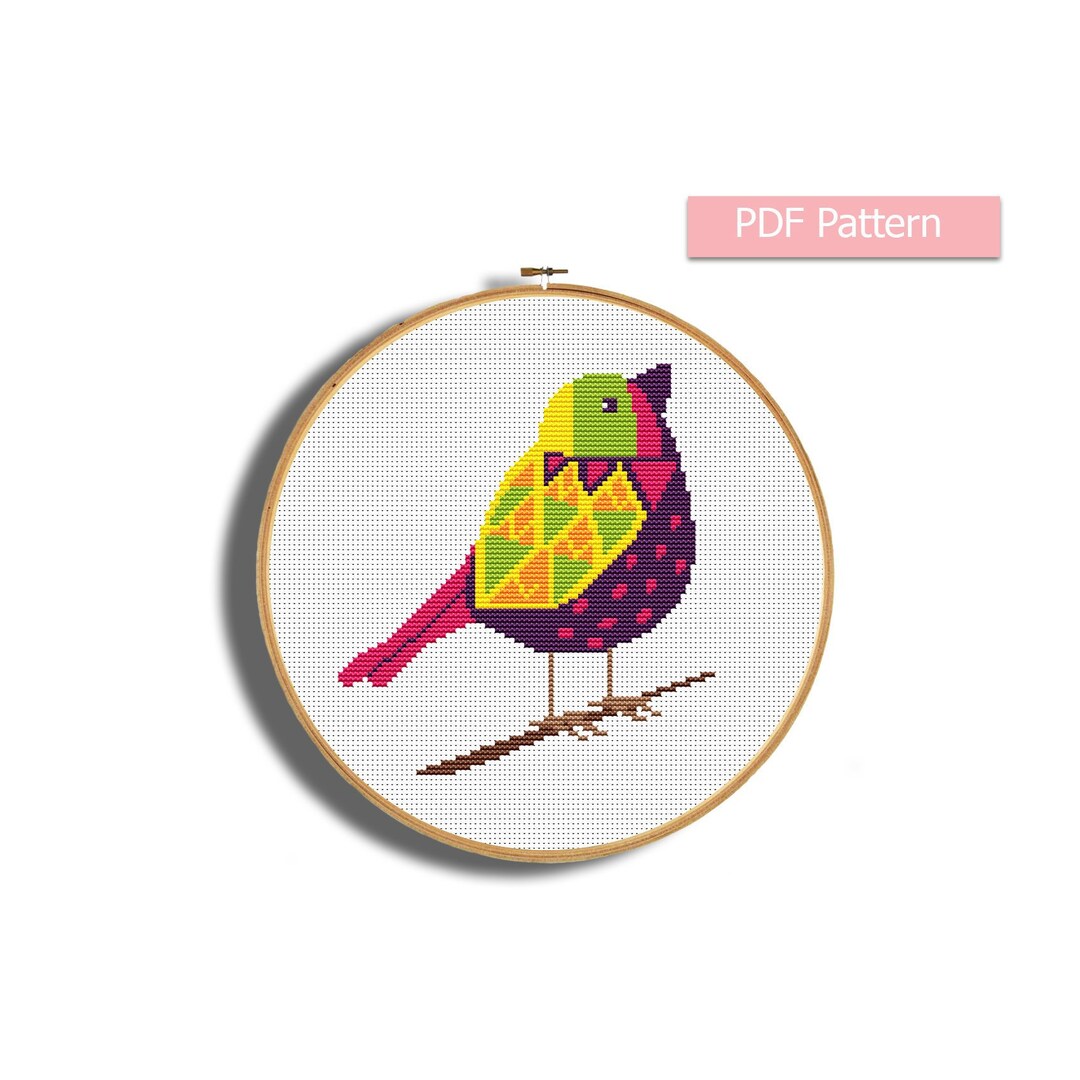 Bird Cross Stitch Pattern Modern Cross Stitch Chart Bird - Etsy