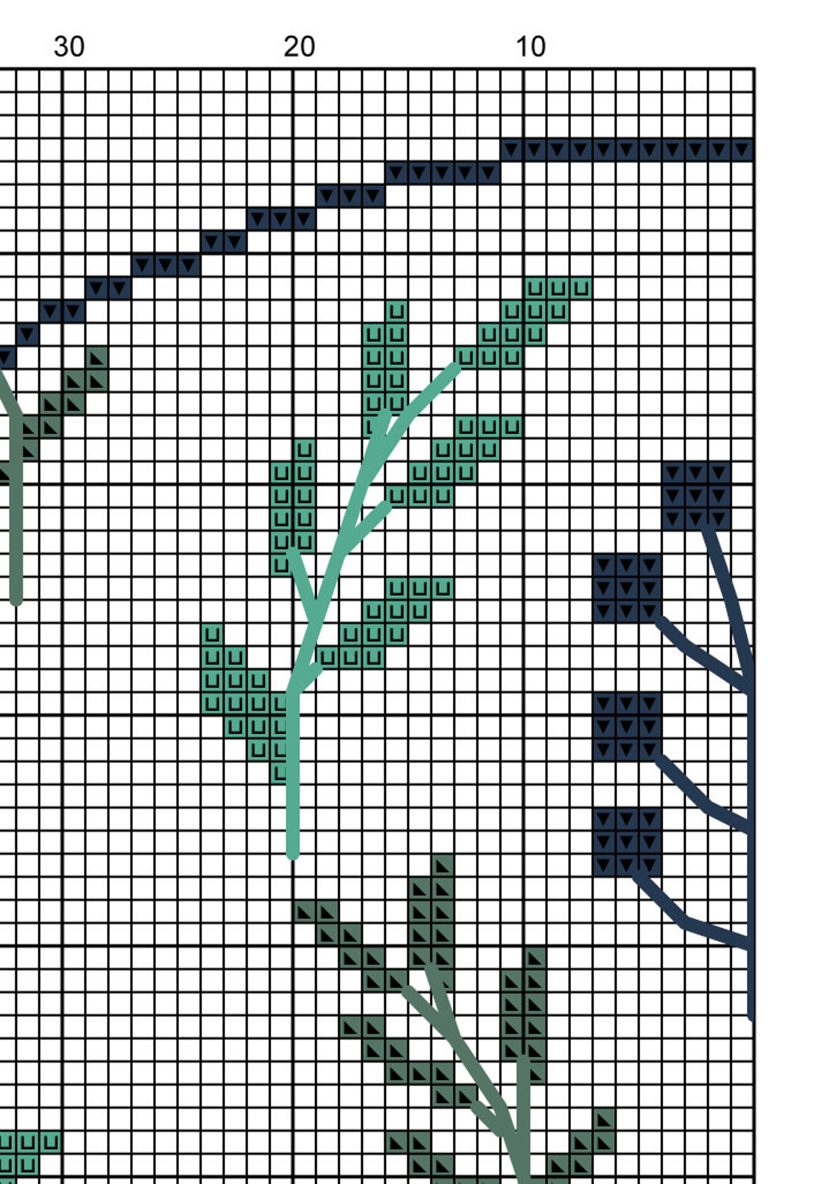 Leaves Cross Stitch Pattern Leaves Pattern Pdf Modern Cross | Etsy