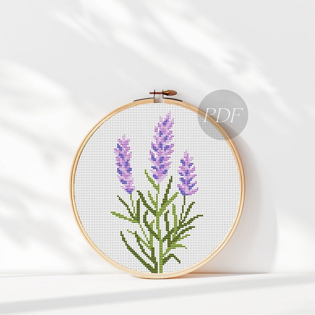 Lavender Cross Stitch Pattern, Flower Cross Stitch Pdf, Spring Simple ...