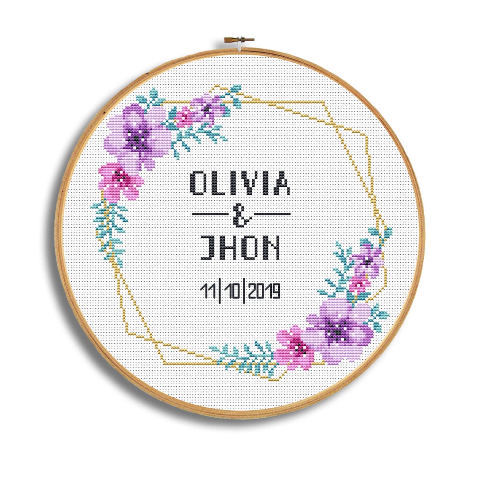 Wedding Cross Stitch Pattern Wedding Gift Modern Cross - Etsy