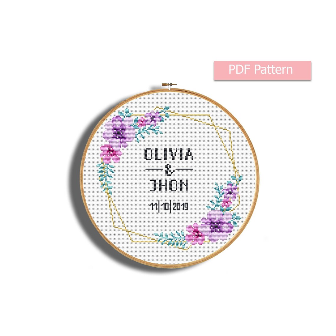 Wedding Cross Stitch Pattern Wedding Gift Modern Cross - Etsy