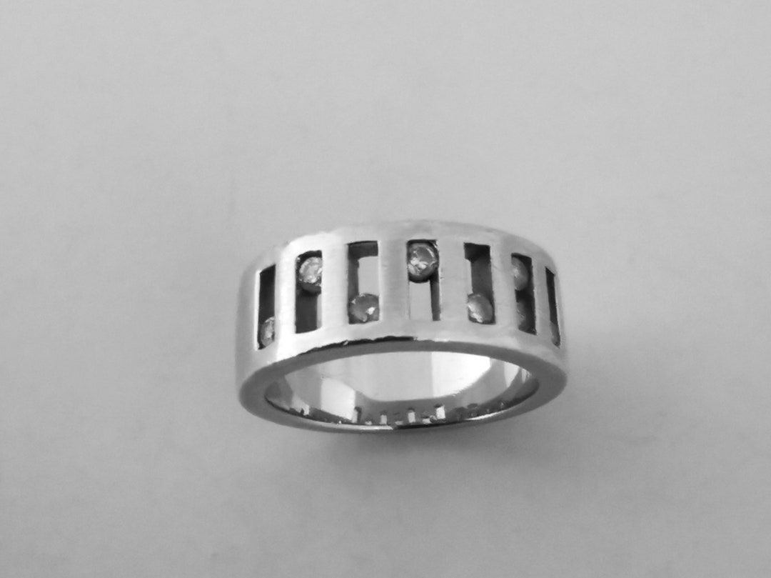Swedish Ring in Silver Decoration of Notches With Small White Stones ...