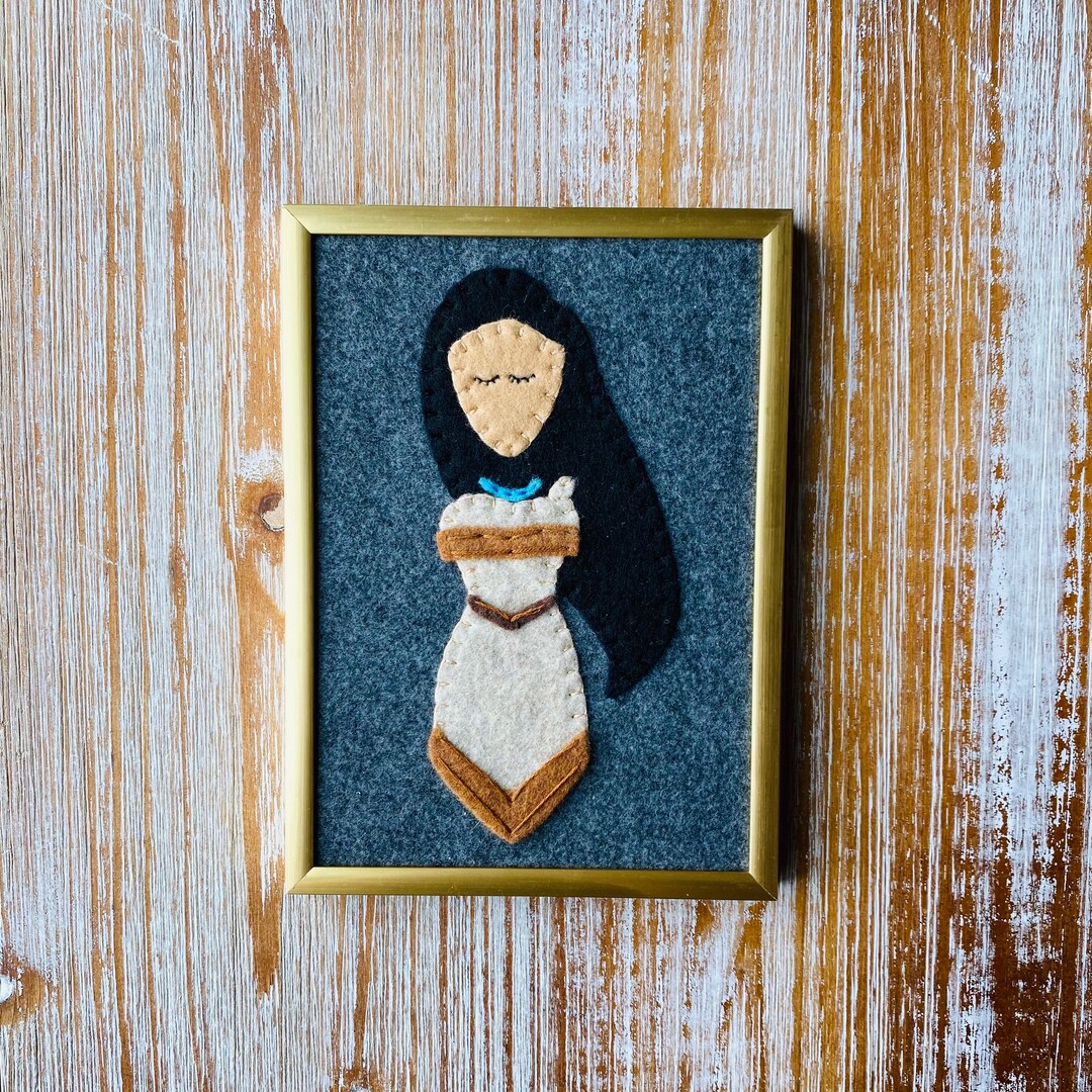 Buy Native American Princess Hand Appliqued Felt Wall Art gold 5x7 ...