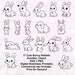 Rabbit Digital Stamps, Doodles, Clip Art Set | SVG + PNG Files for ...