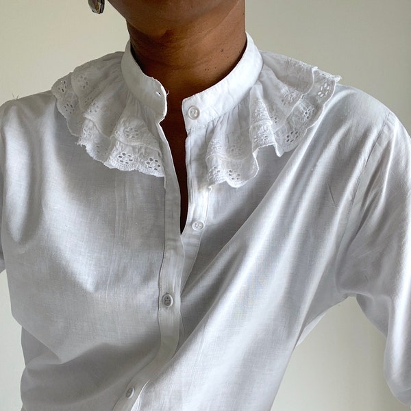Ruffle Collar Shirt - Etsy