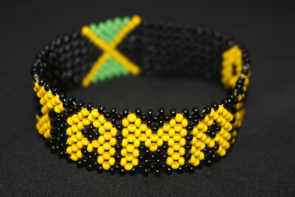 Jamaica Flag Beaded Bracelet Proudly Jamaican Bracelet - Etsy