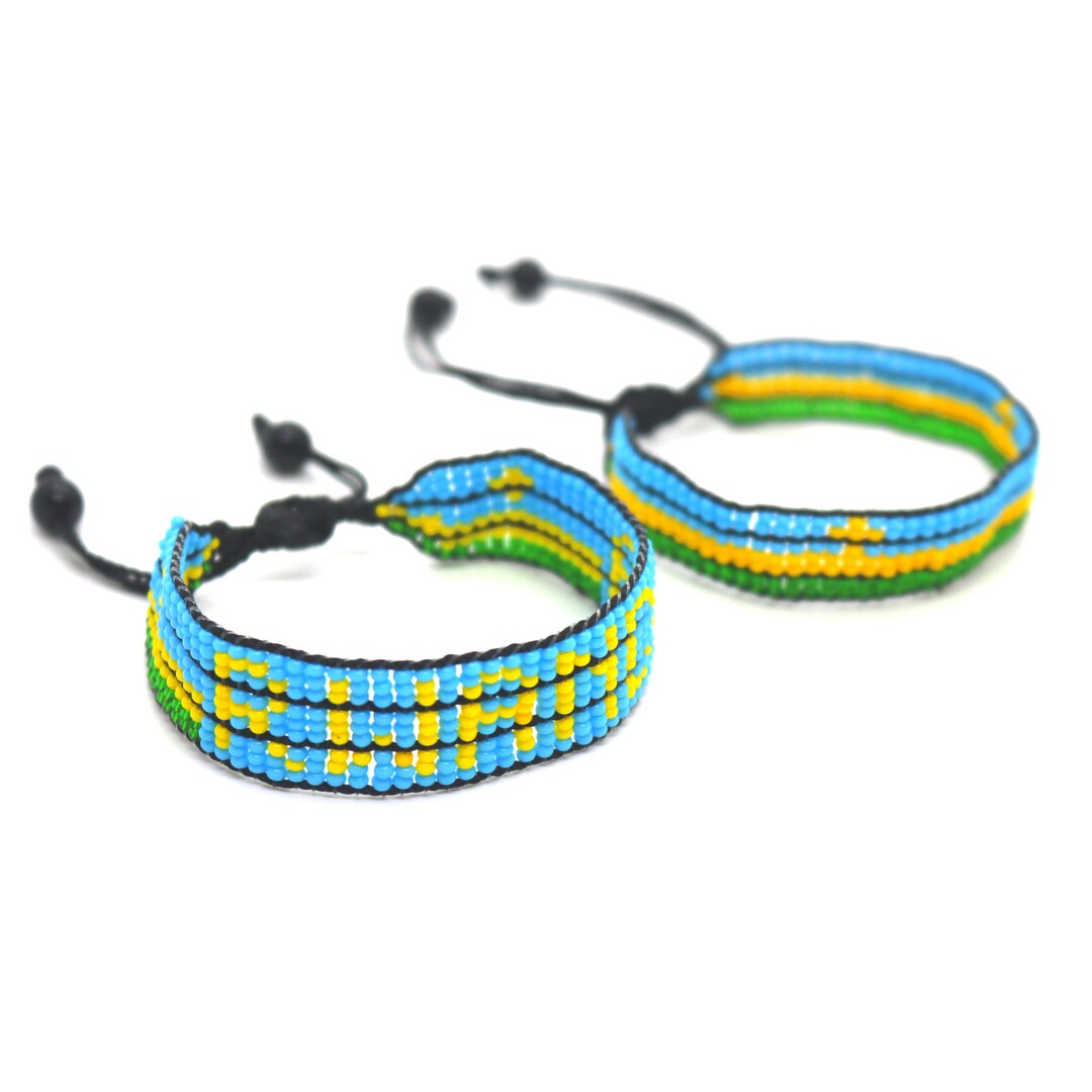 Rwanda Flag Adjustable Beaded Bracelet - Etsy
