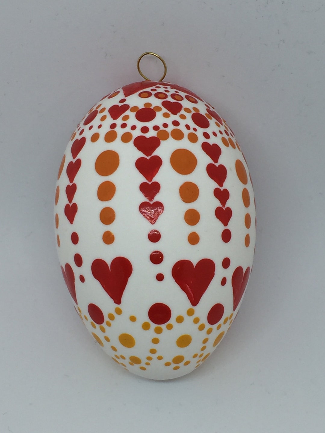 Easter Egg, Mandala Egg, Dot Painting, Painted Egg, Hearts Red-orange ...