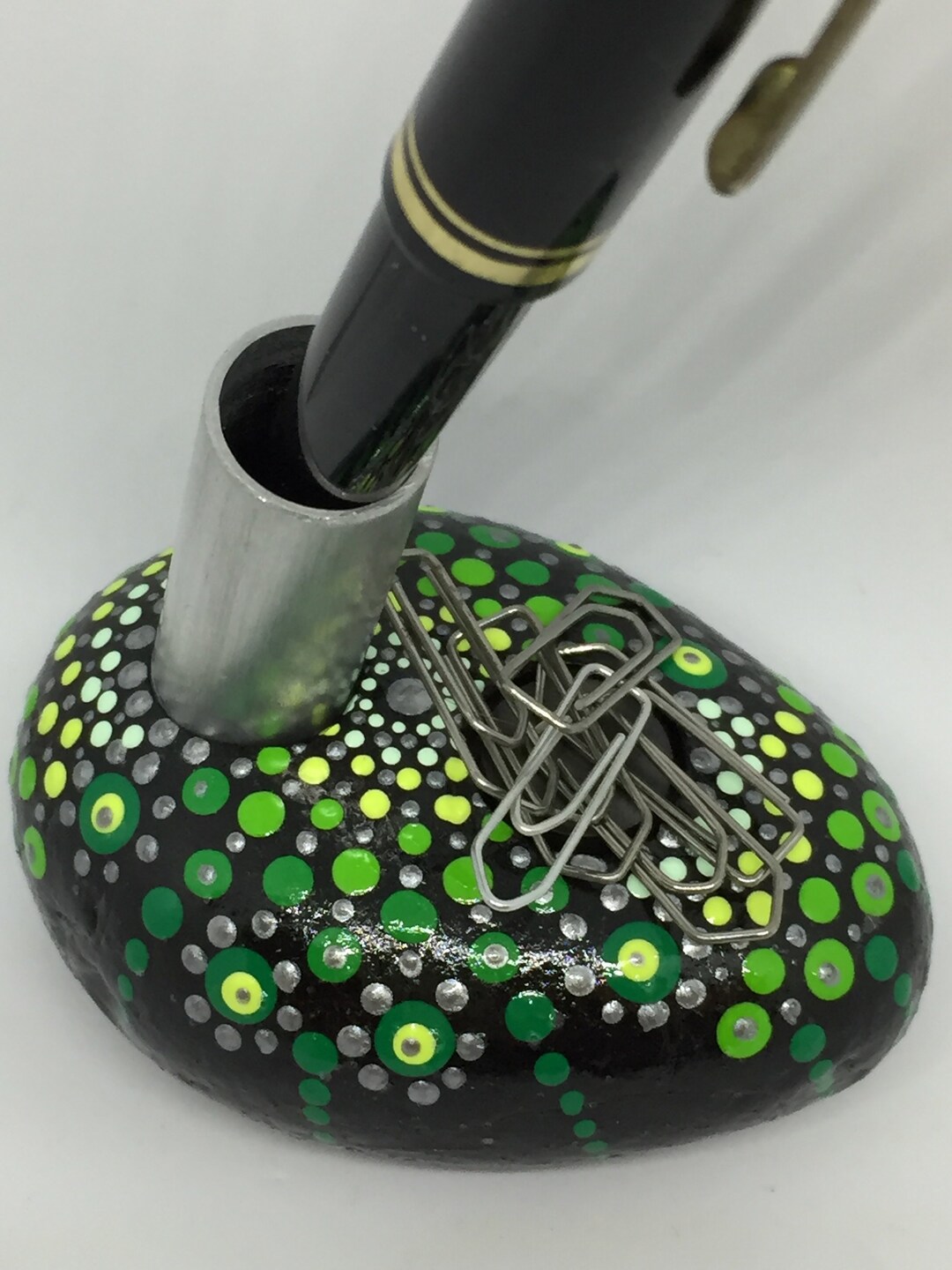 Mandala Stone as Desk Utensil Pen Holder Paper Clip Magnet - Dot ...