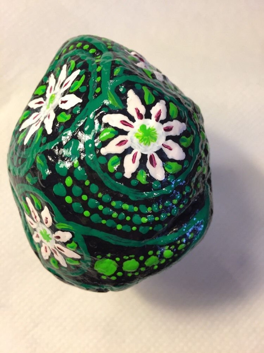 Hand-painted Stone Mandala Blossom Unique - Etsy