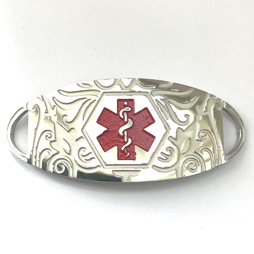 Stainless Steel Medic Alert ID Tag | Red Symbol | Add to Own Jewellery ...