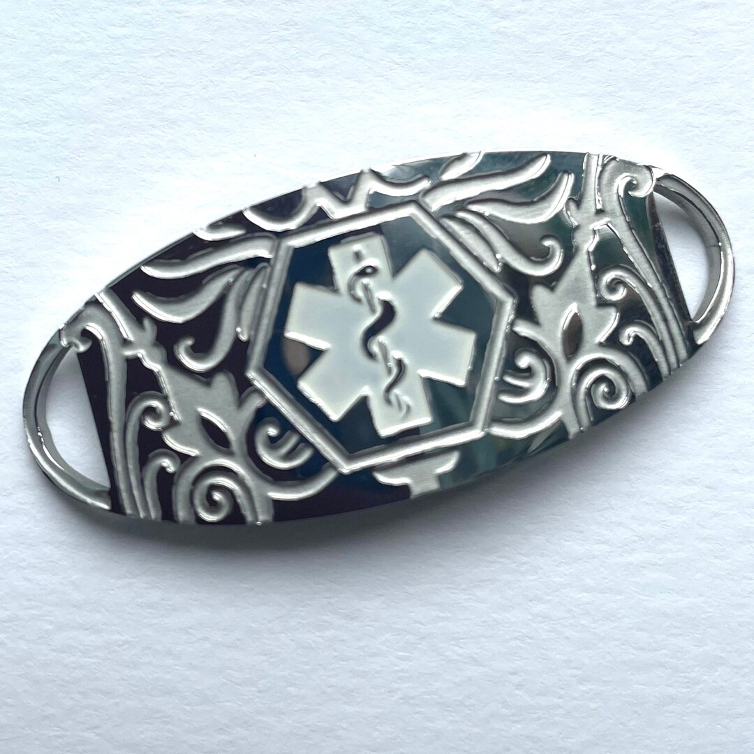 Stainless Steel Medical Alert Tag | White Symbol | Add to Own Jewellery ...