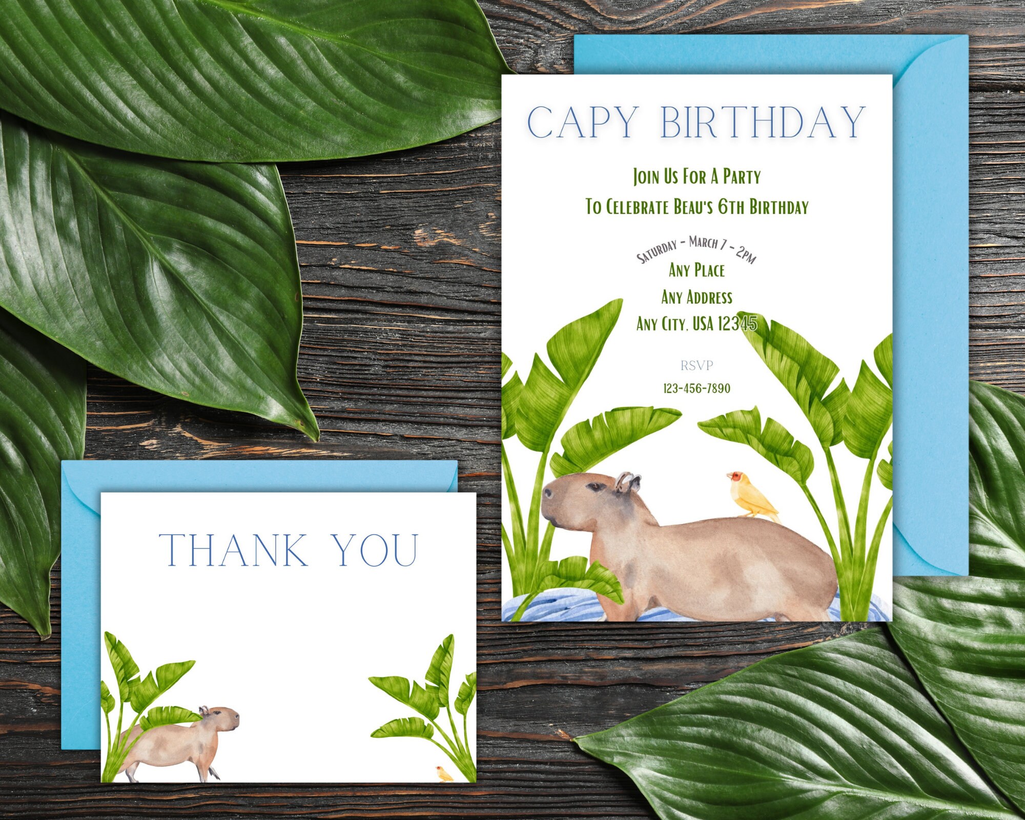 Capy Birthday Party Invitation - Capybara Birthday Party - Capybara ...